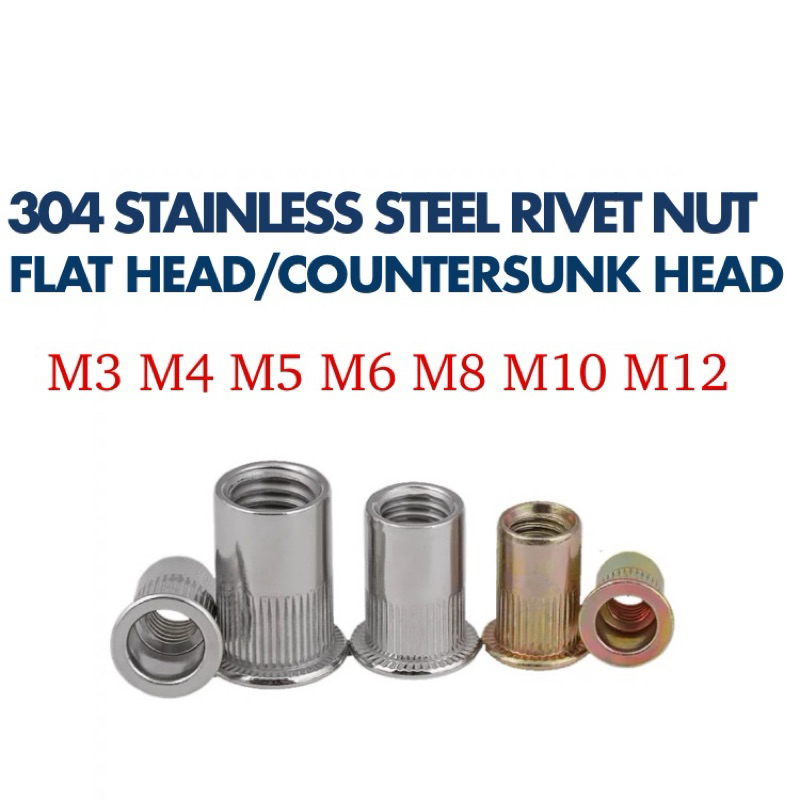 SUS 304 Stainless Steel Rivet Nut Flat Head Countersunk Head M3 M4 M5 ...