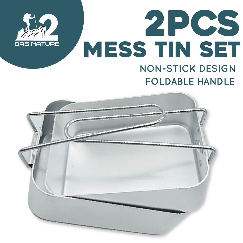 Mess Tin Set Camping Cooking Set Aluminium Pot 2 Pcs Outdoor Cookware ...