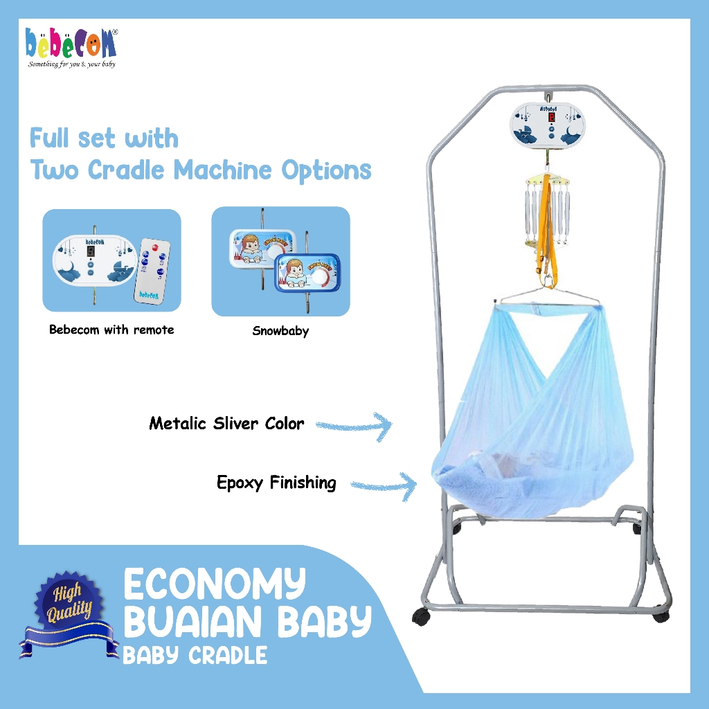 READY STOCK BEBECOM Rangka Buaian/Baby Cradle with Lockable Wheels ...
