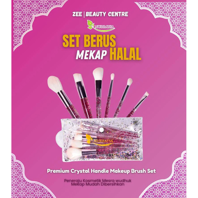 NURRAYSA Premium Crystal Handle Makeup Brush Set 110g,berus highlighter ...