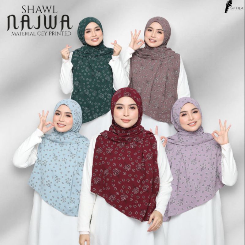Shawl Printed Najwa Corak | CEY Crepe | Shopee Malaysia