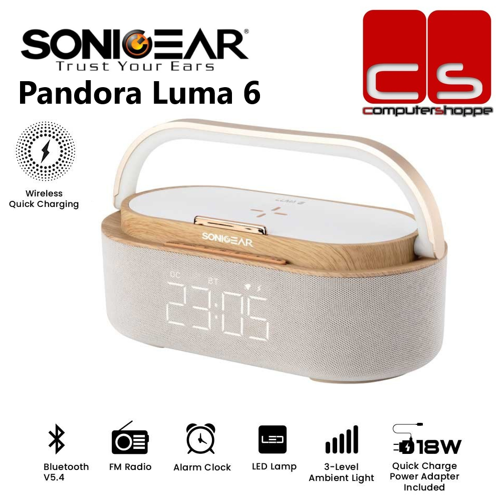 SonicGear Pandora Luma 6 Natural Oak Bluetooth Portable Alarm Clock ...