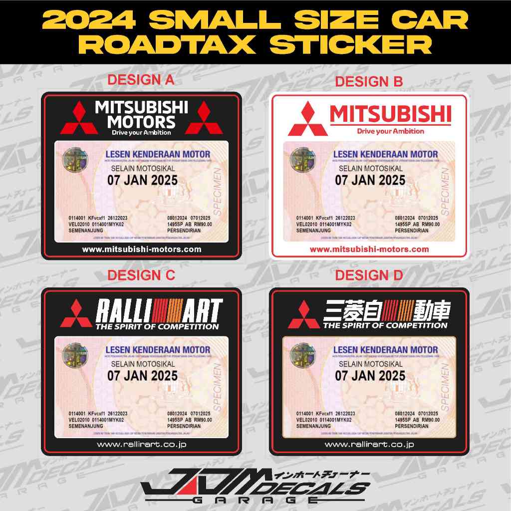 [2024 SMALL SIZE CAR ROADTAX STICKER] Mitsubishi Windscreen Roadtax ...