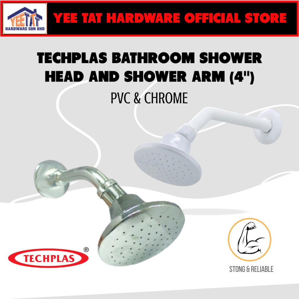 BATHROOM WHITE PVC PLASTIC SHOWER HEAD Wall Mounted Shower Head Arm PVC ...