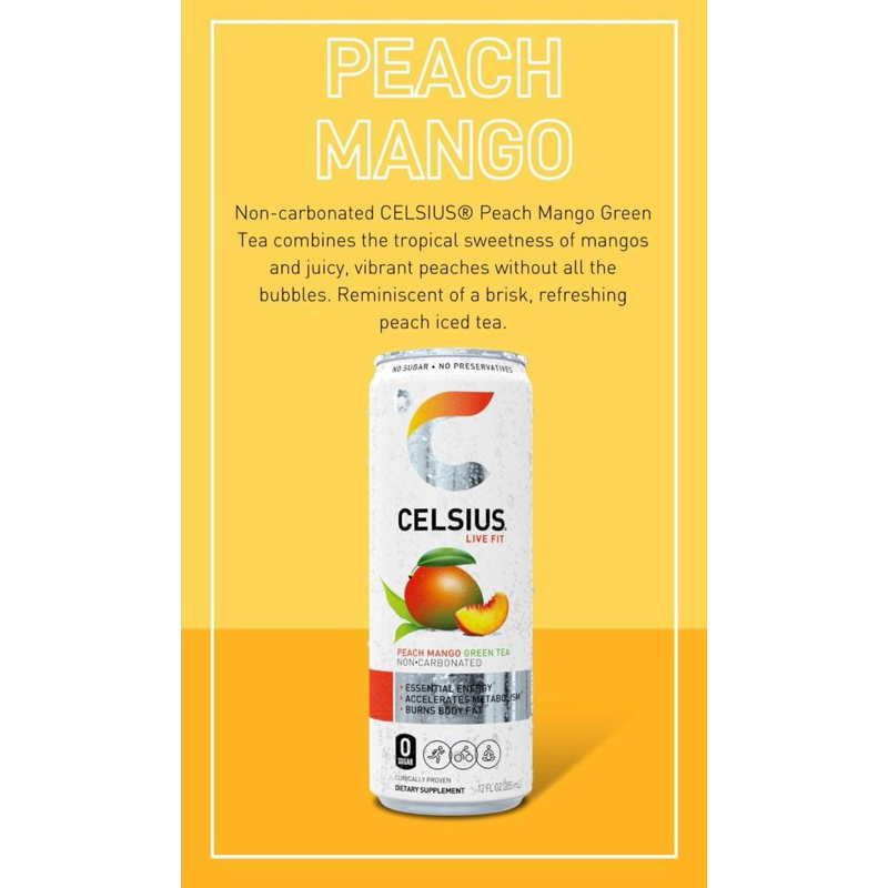 Celsius®️ Peach Mango Greentea 🍑🥭🍵 (325ml) *Free gift* | Shopee Malaysia