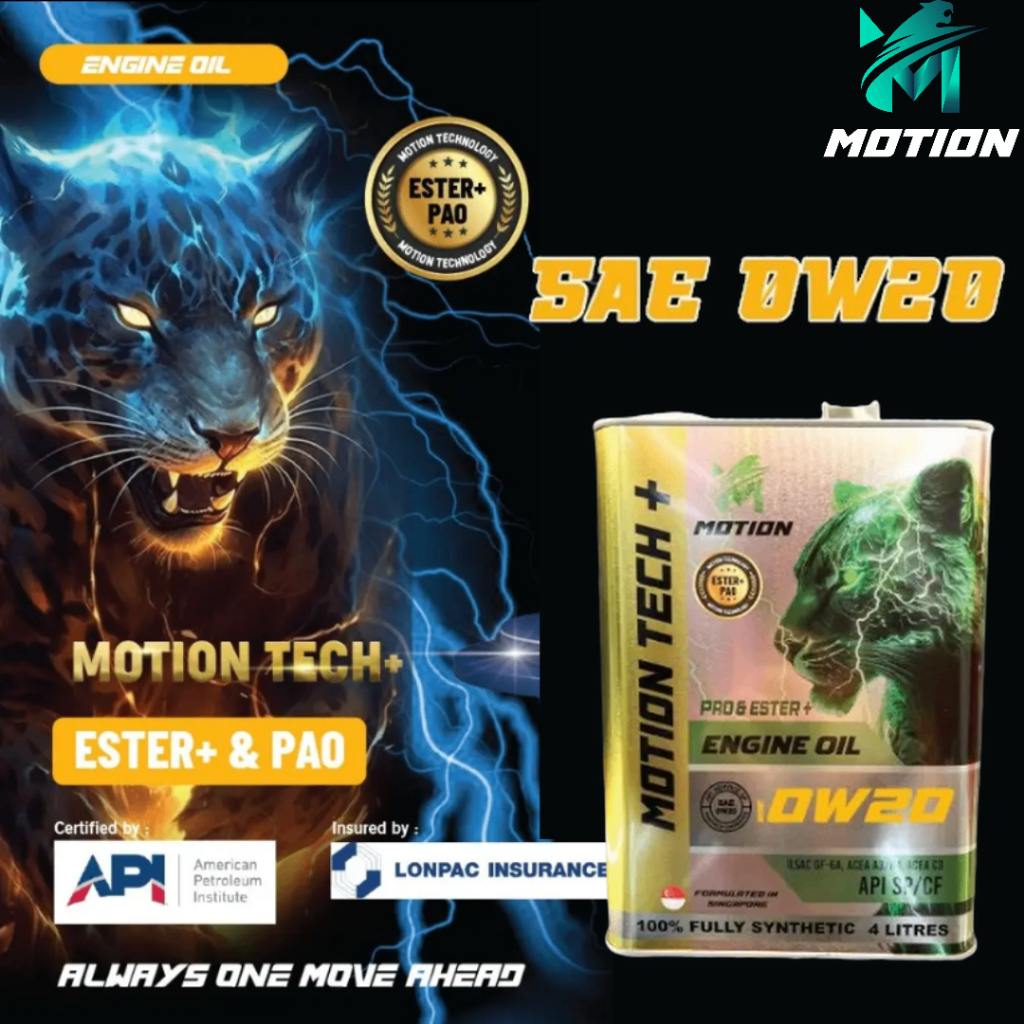MOTION 0W20 Ester PAO API SP Formulated Fully-Synthetic Engine Oil 4L ...