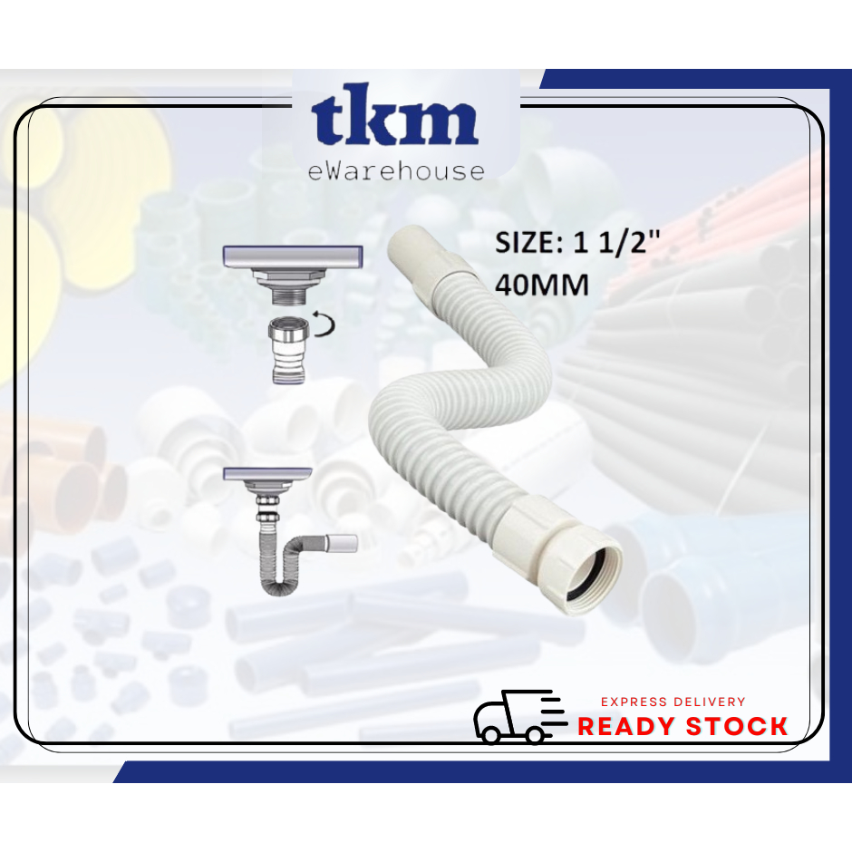 [TKM] Flexible Uni Trap Pipe / Outlet Trap (40MM / 1-1/2 INCH) / PVC ...
