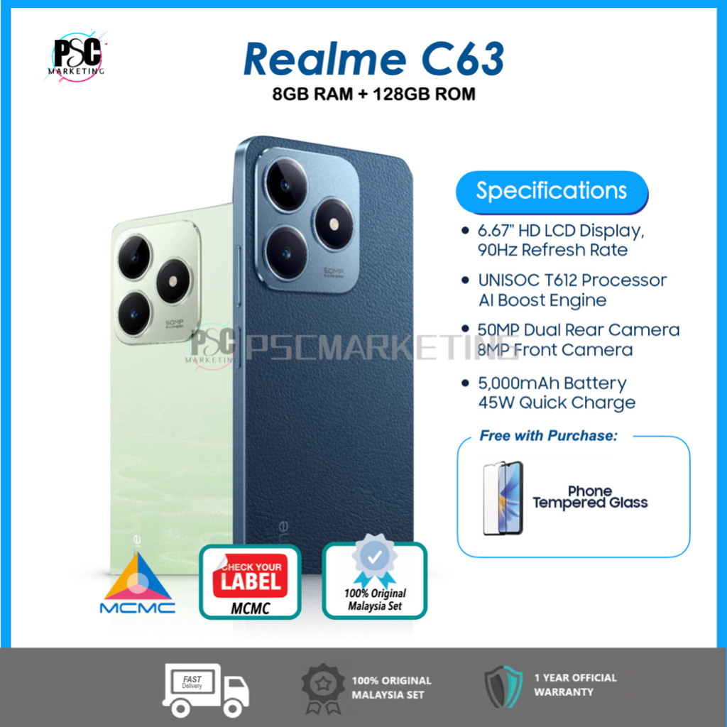Realme C63 16GB(8+8)RAM + 128GB ROM l NFC l 45W SuperVOOC Charge ...