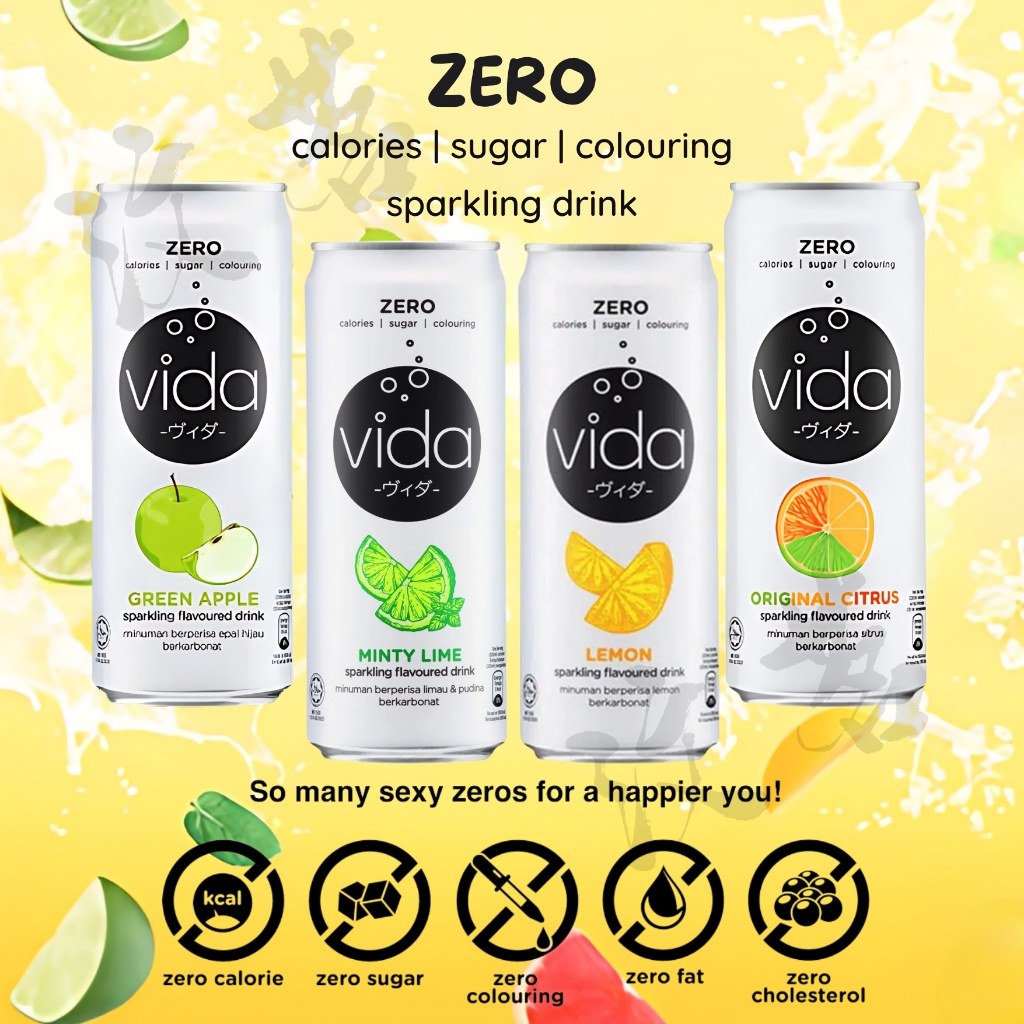 🔥READY STOCK🔥 Vida *Zero Sugar* Sparkling Drinks 无糖水果气泡饮料 325ML [HALAL ...