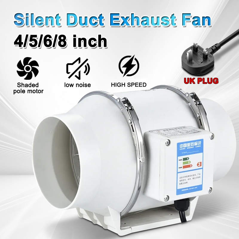 Exhaust Fan 4/5/6/8 inch Silent Duct Fan Extractor Ventilation Duct ...