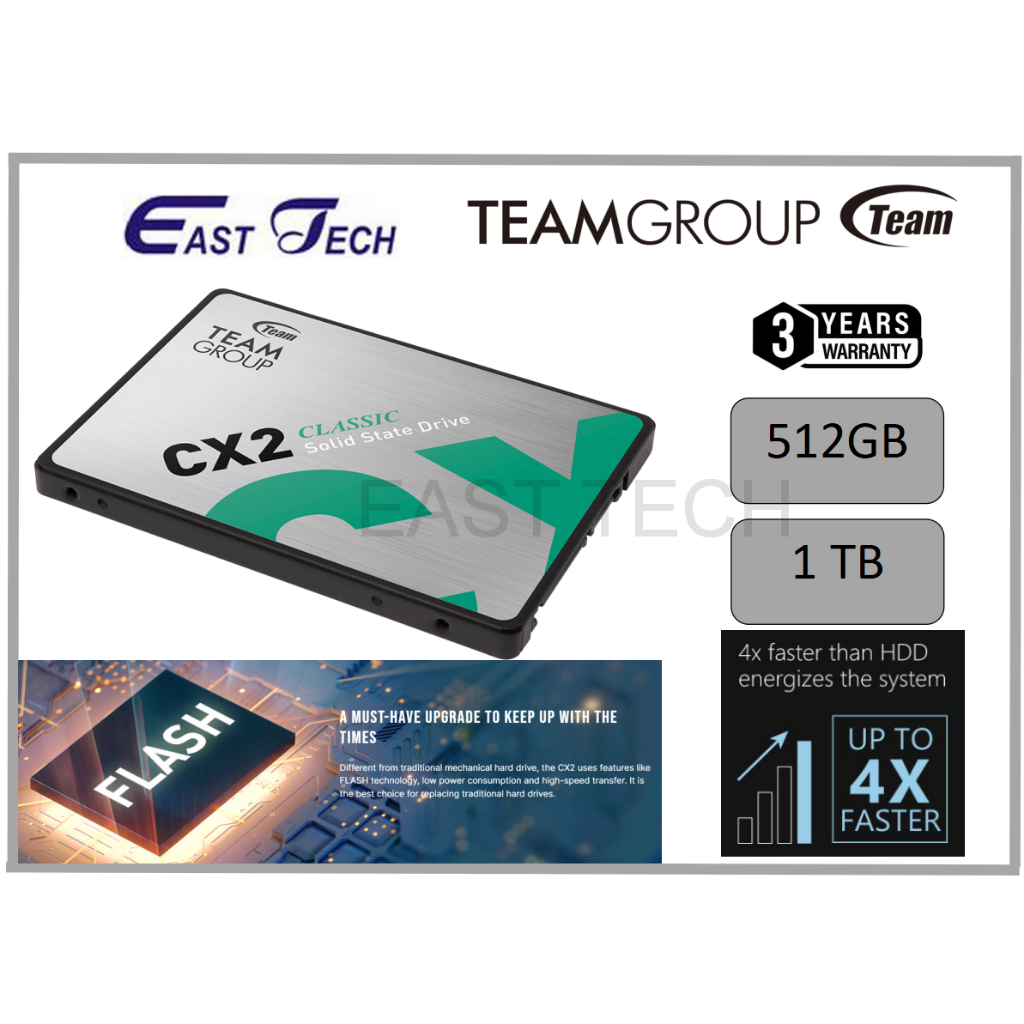 TEAMGROUP CX2 SOLID STATE DRIVE SSD 2.5" SATA 3 SSD 512GB 1TB | Shopee ...
