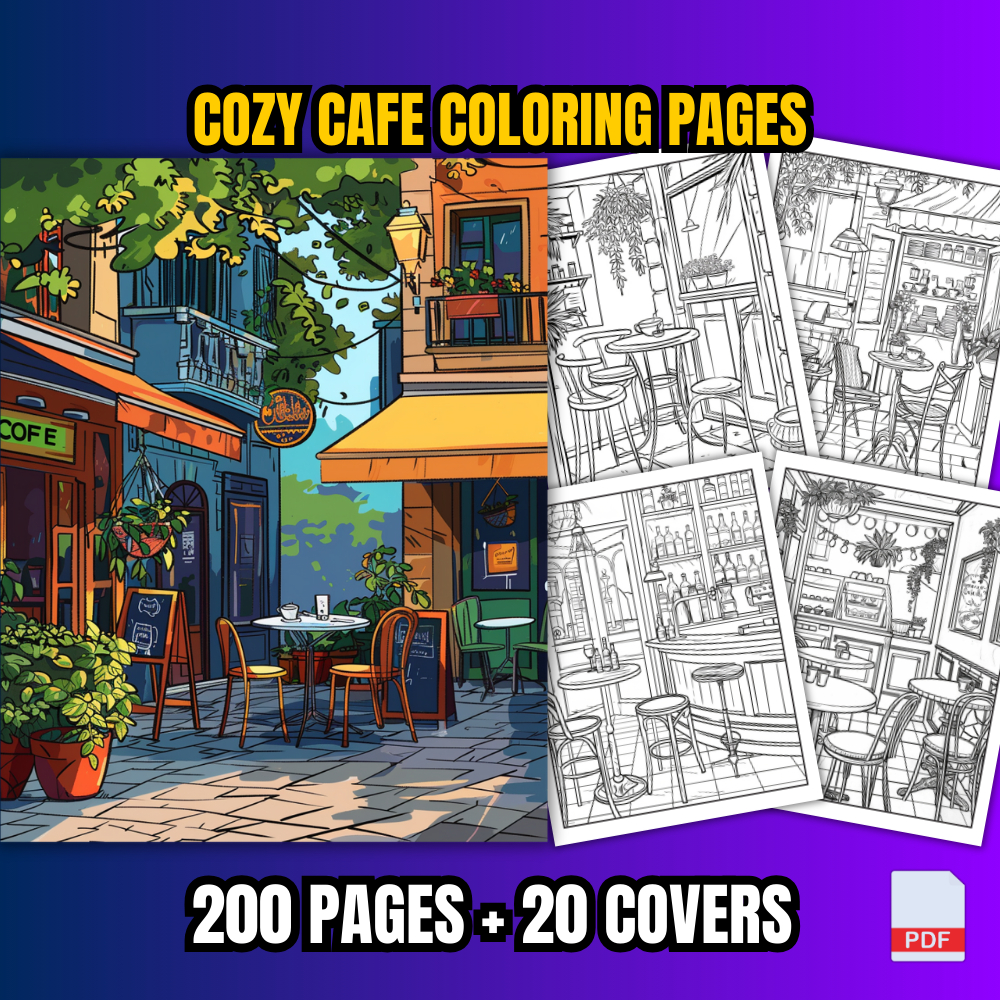 200 Cozy Cafe Coloring Pages | Shopee Malaysia