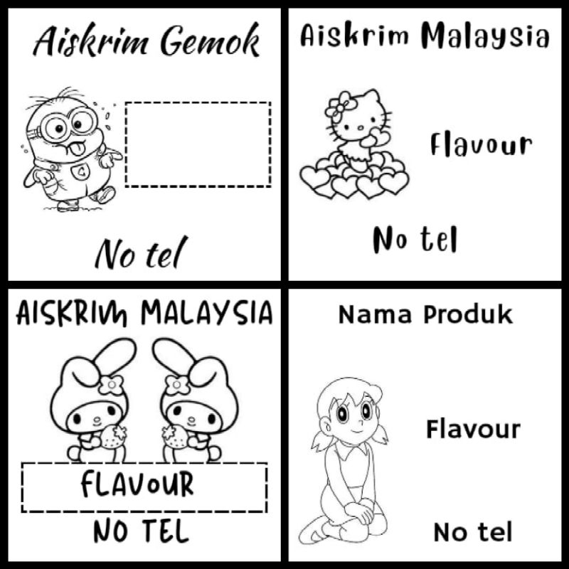 30*30 sticker aiskrim malaysia, vendor, froozen, doorgift dan lain lain ...