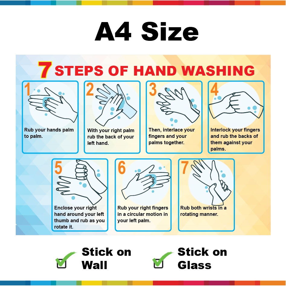 7 Steps of Hand Washing / Handwash Sticker | Shopee Malaysia