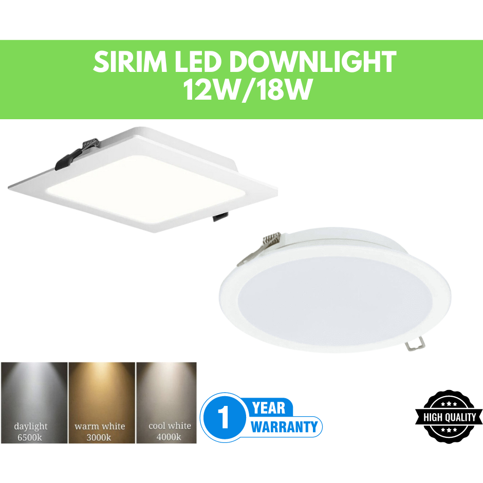 [SIRIM] LED Downlight 12W 18W Down Light Siling Ceiling Round Square ...