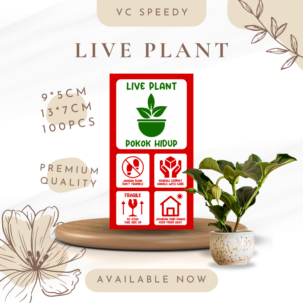 Fragile Sticker Label Live Fish Live Plant Fresh Food Frozen Food 9cm ...