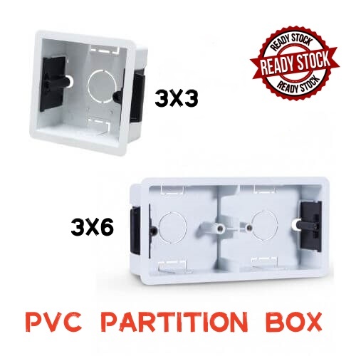 PVC Partition Box 3x3 / 3x7 Switch Base White with Clips | Shopee Malaysia