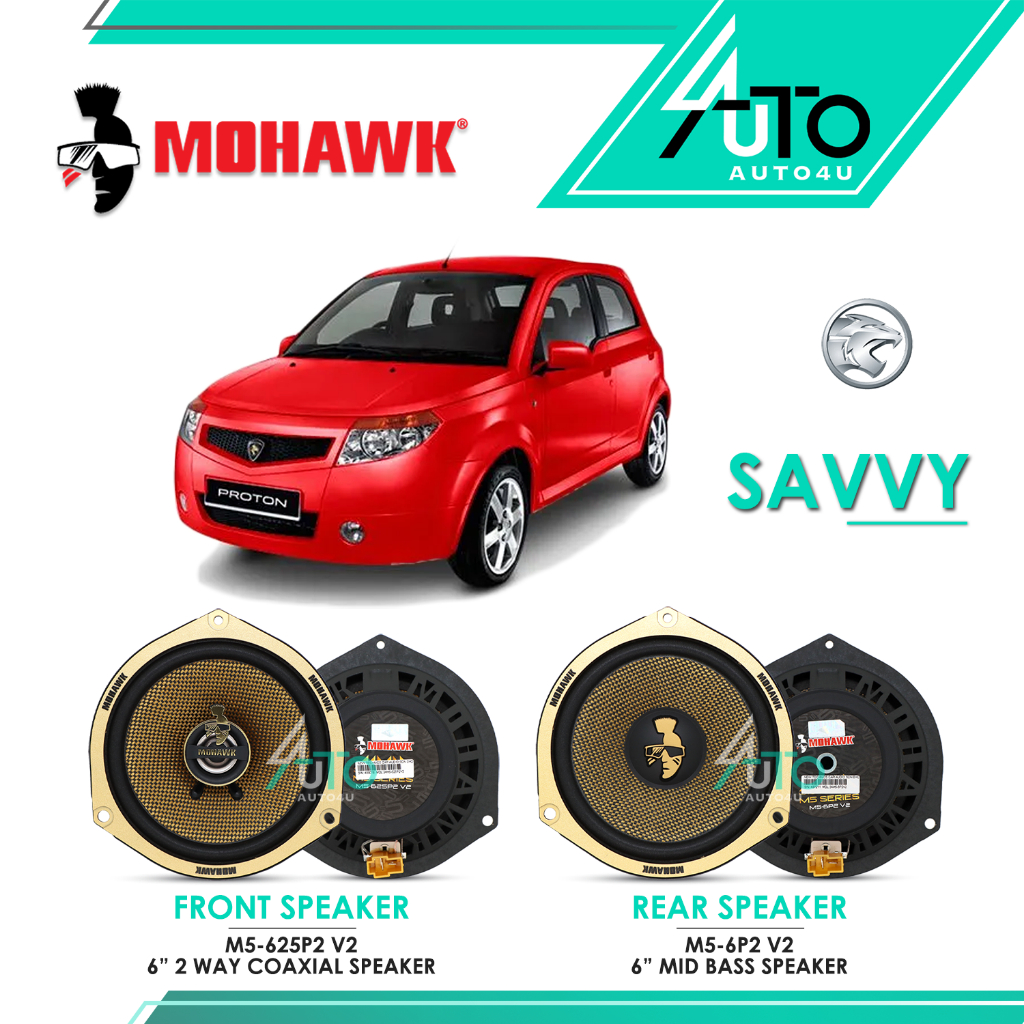 Mohawk Speaker Proton Savvy Plug & Play Car Speaker PNP Front Rear OEM M5-625P2 / M5-6P2 Mid ...