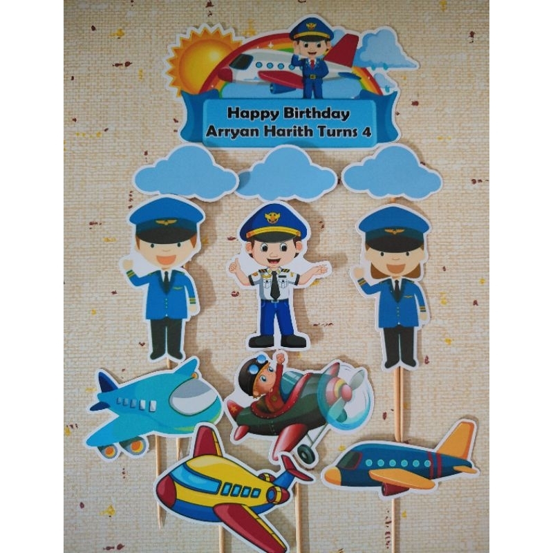 PILOT CAKE TOPPER (FREE ADD NAME) | Shopee Malaysia