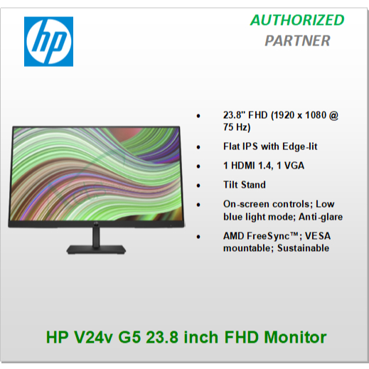 HP V24v G5 23.8 inch FHD Monitor (1920 x 1080 @ 75 Hz) | Shopee Malaysia