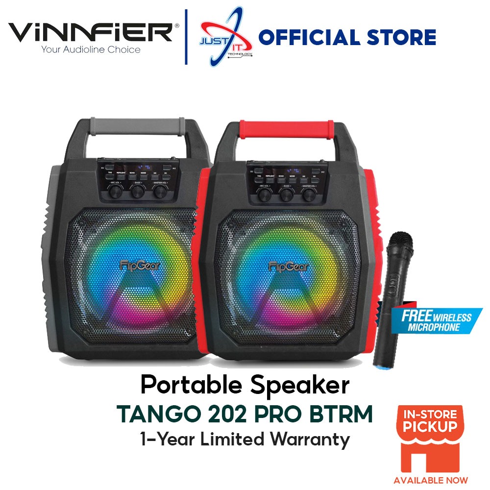 VINNFIER Tango 202 PRO BTRM LOUD SPEAKER BLUETOOTH TF USB 60W WITH MIC - GREY / RED | Shopee ...