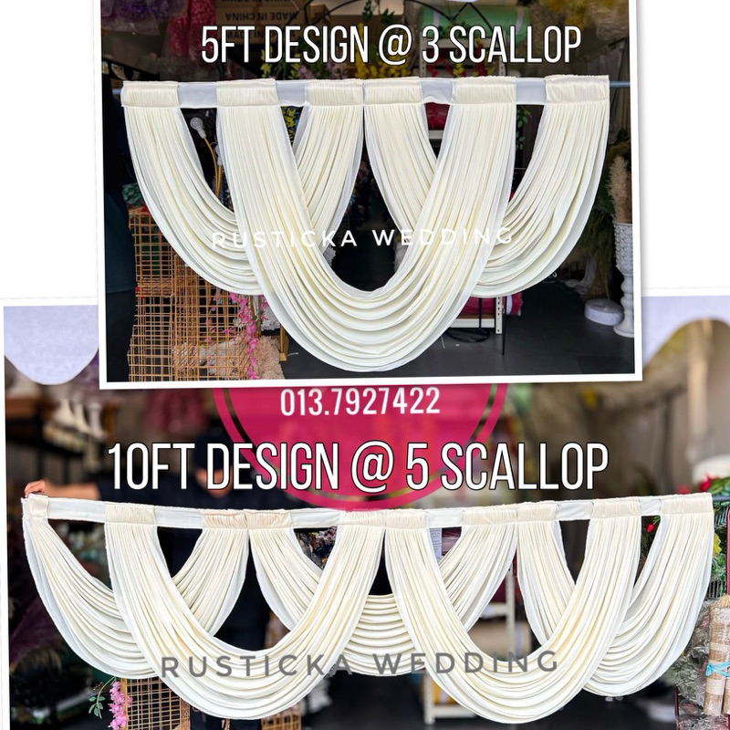 Readymade Siap Jahit Instant Scallop Drapping Drape Wedding Decoration ...