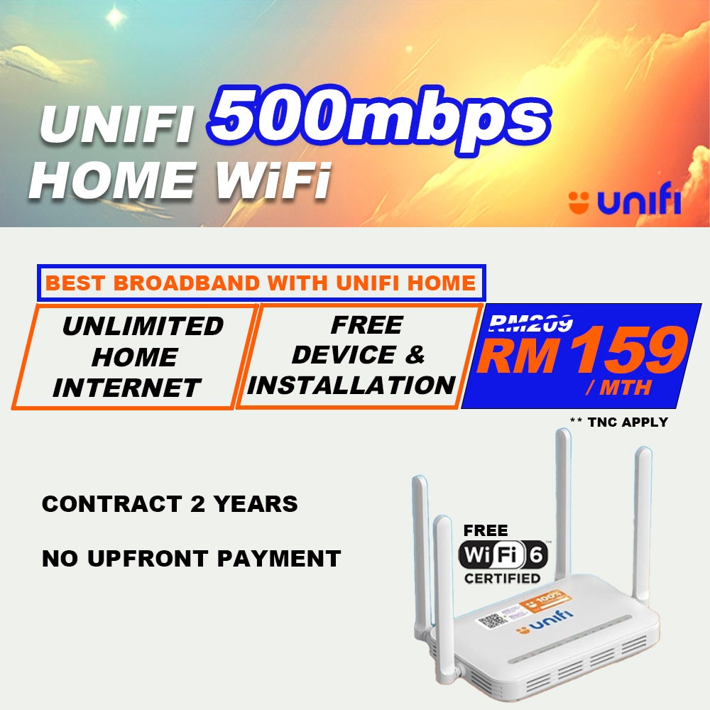 UNIFI HOME WIFI BROADBAND PLAN 500Mbps WITH UNLIMITED HOME INTERNET | Shopee Malaysia