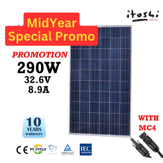 ITOSHI Solar Panel 290W Grade A Polycrystalline Papan Solar untuk Kebun ...