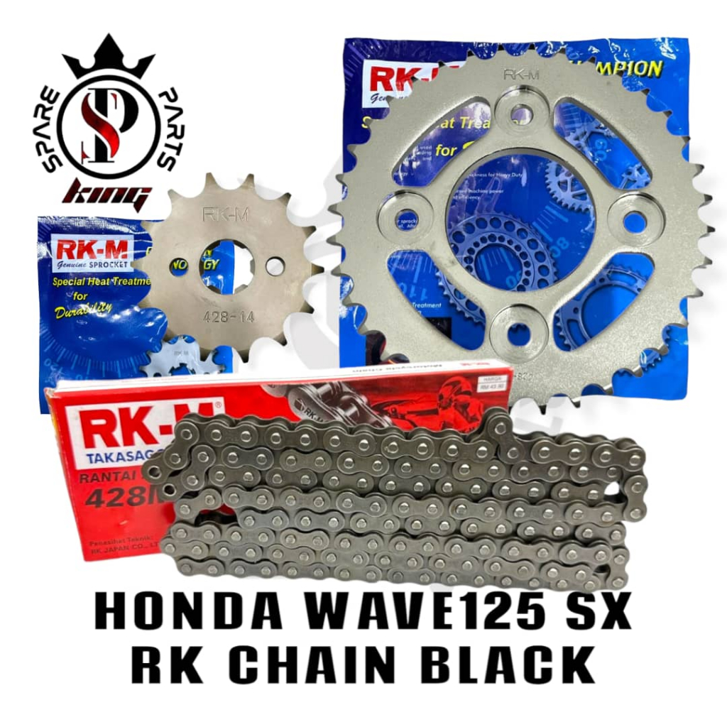 ORIGINAL RKM 428 SPROCKET SET WITH CHAIN HEAVY DUTY O-RING HONDA WAVE125 S X WAVE110 WAVE DASH 2 ...