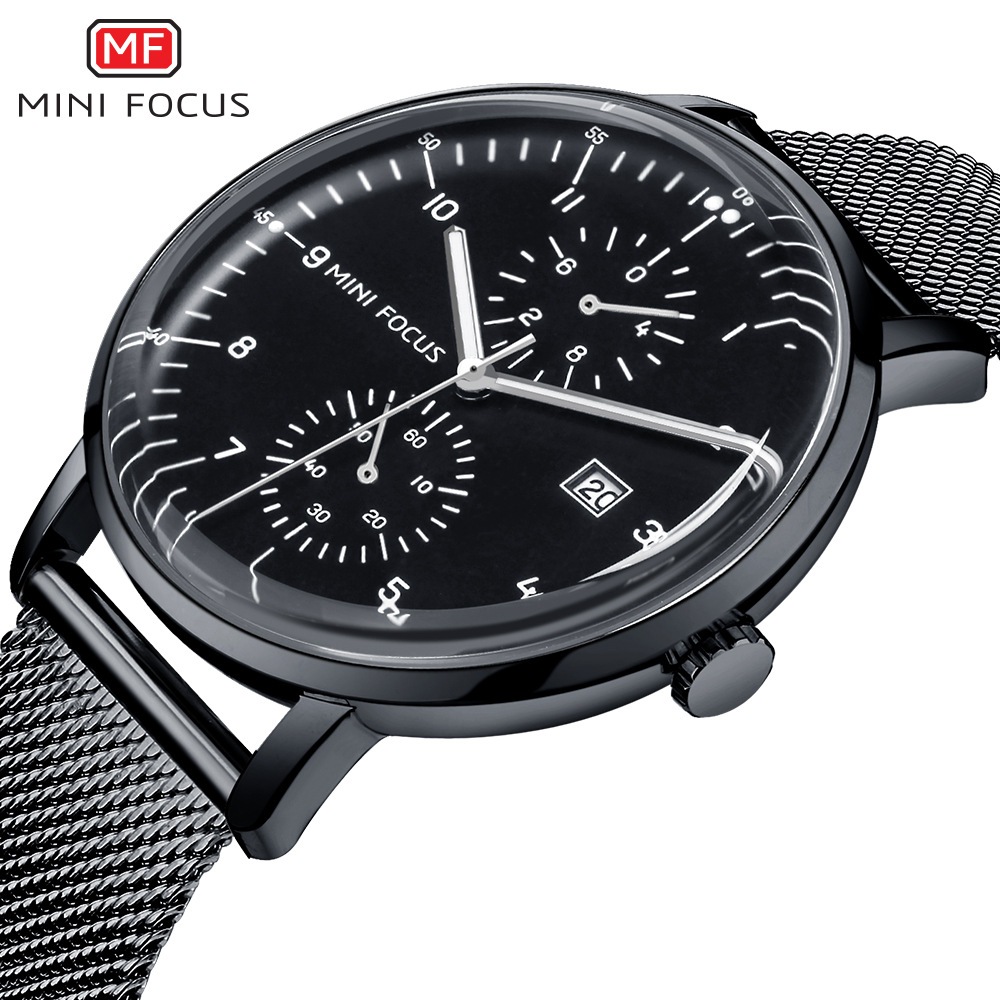 MINIFOCUS brand genuine simple business men's watch Japanese movement calendar luminous ...