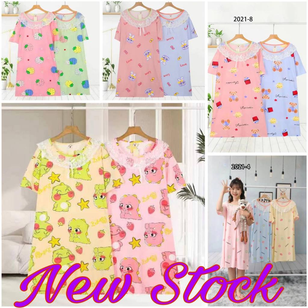 Dress Women Loose Short Sleeve Round Neck Comfortable SleepWear Cute ...