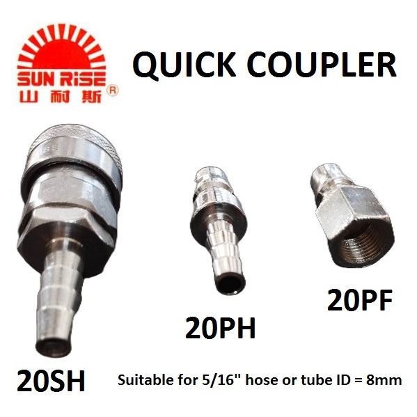 ((TAIWAN) SUNRISE Quick Coupler / Air Coupler / Air Coupling / Pneumatic Quick Connector 20PH ...