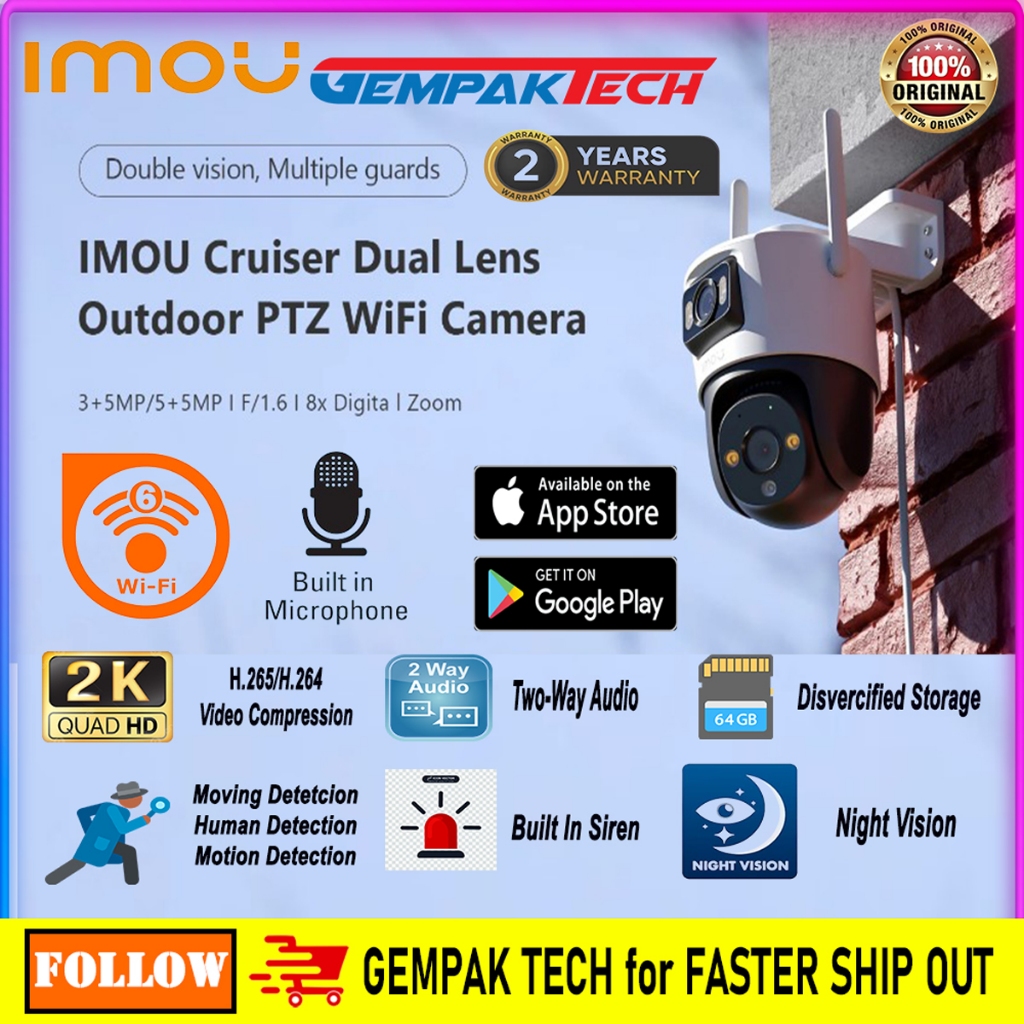 Imou Cruiser Dual (8MP/10MP) Dual Lens Two Way Talk Full Color Night ...