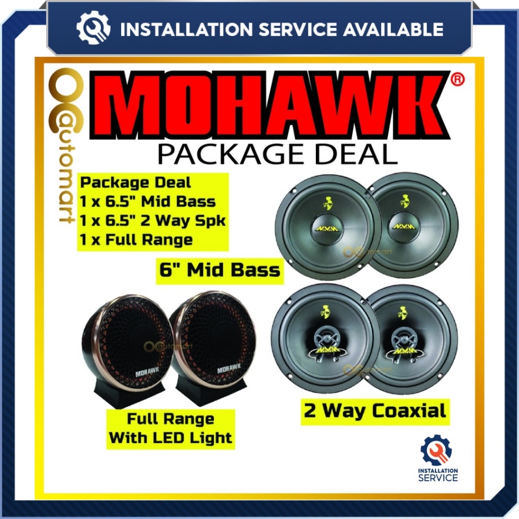 Mohawk MY Series Speaker Set 6.5" Mid Bass 2 Way Coaxial Spk And Full ...