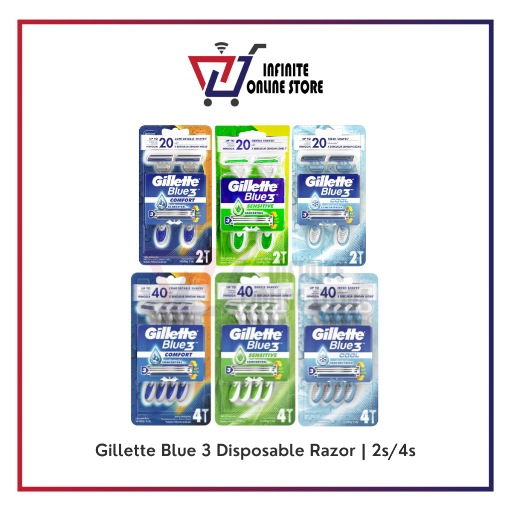 GILLETTE Blue 3 Disposable Razor (2s/4s) (Comfort / Sensitive / Cool ...