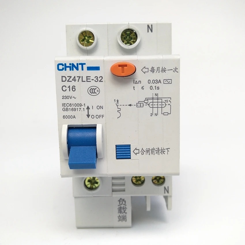 CHNT DZ47LE-32 1P+N C16A Earth Leakage Circuit Breaker/Residual Current Operated Circuit Breaker ...