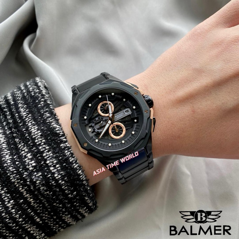 [Original] Balmer 8818G BK-8 Chronograph Sapphire Men's Watch with Black Dial Black Stainless ...