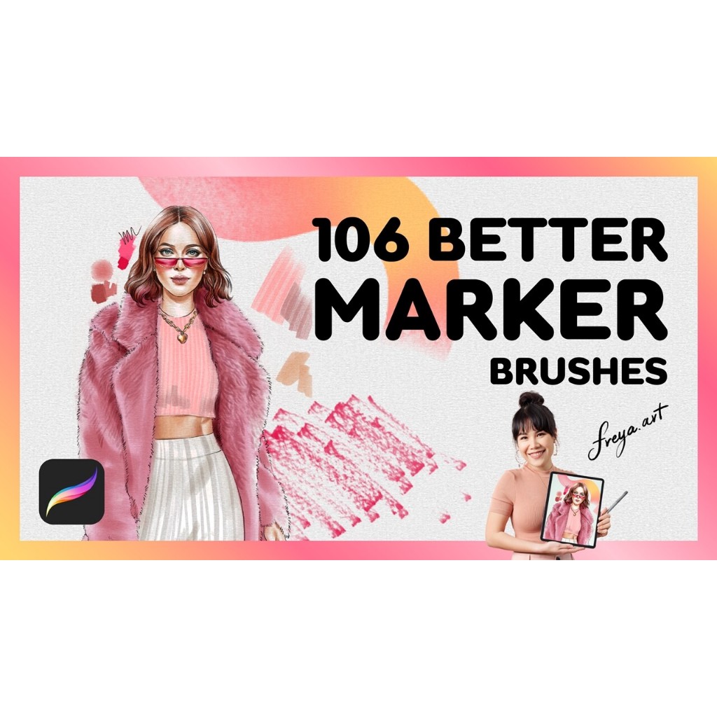 [P306] 106 Procreate Markers Brushes for Procreate by Freya Art ...