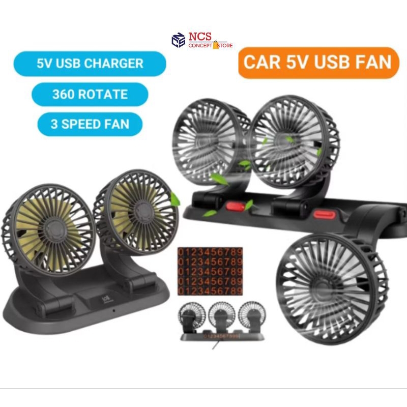 Car Strong Dual Fan Air Conditioning Double Booster Cooler 360° Desktop ...