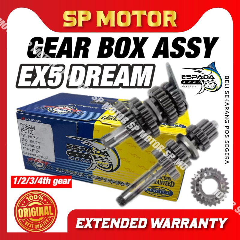 ESPADA GEARBOX FULL SET RACING HONDA EX5 HP DREAM WAVE100 ENGIN GEAR BOX SET RACING PNP | Shopee ...