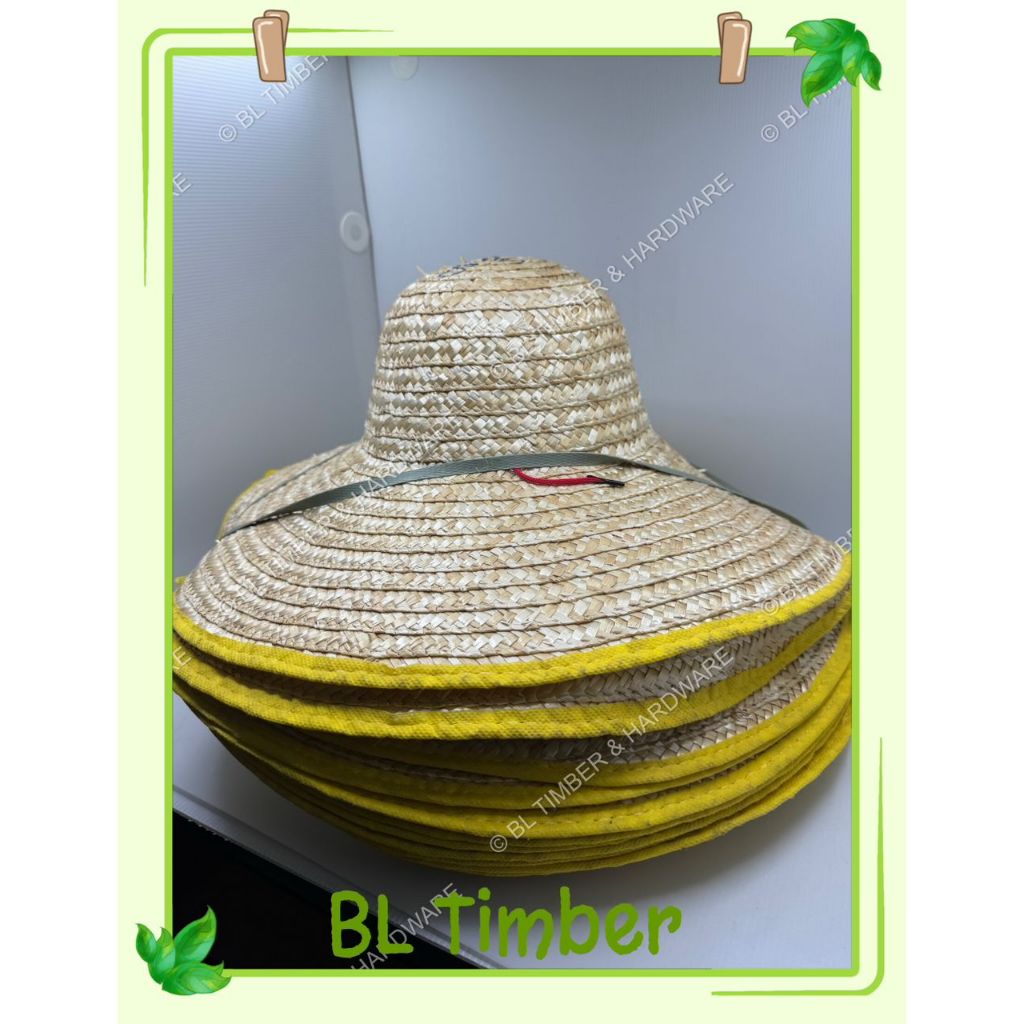 20" Grass Straw Farmer Hat with Adjustable Strap/ Topi Mengkuang /Kebun ...