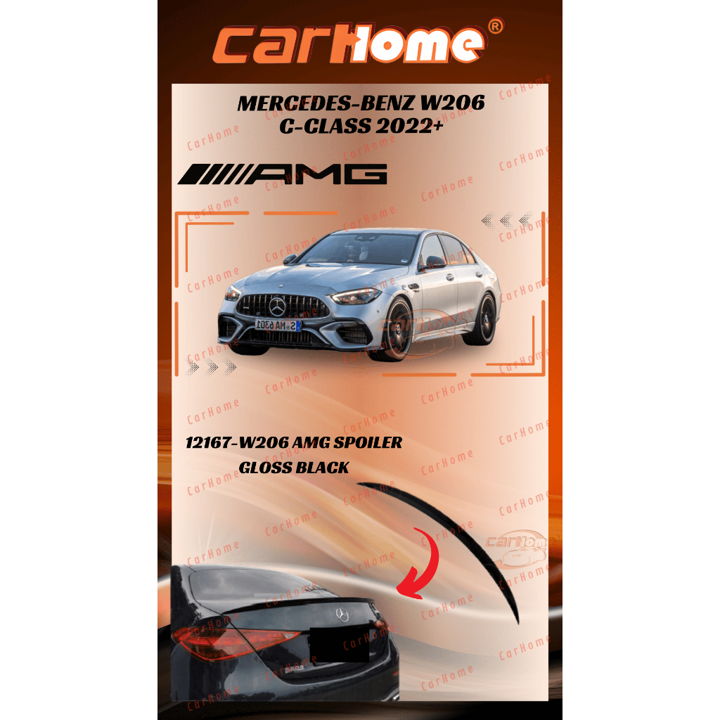 Mercedes Benz W206 C Class 2022+ AMG SPOILER GLOSS BLACK | Shopee Malaysia
