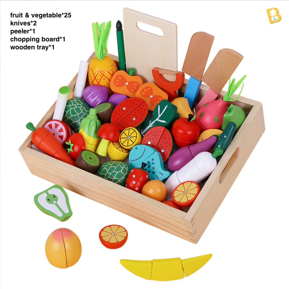 BabyBoss Wooden Magnet Food Cutting Fruit Vegetable Food Toy Pretend ...