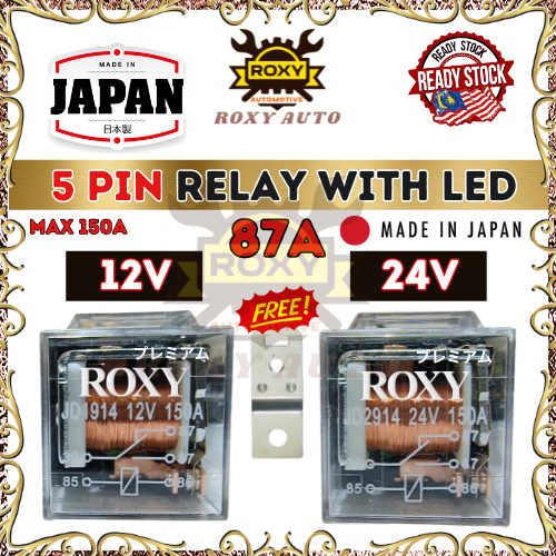 ROXY 12V 24V 5 PIN Relay with LED 87A (150A) Waterproof Universal Car ...