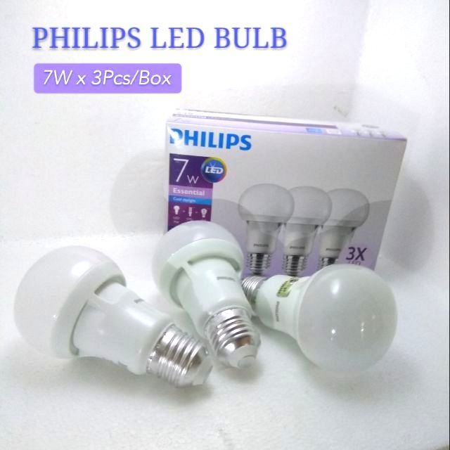 PHILIPS Mentol E27 (3Pcs Package) - [7W] Essential LED Bulb (6500K Daylight/3000K Warm White ...