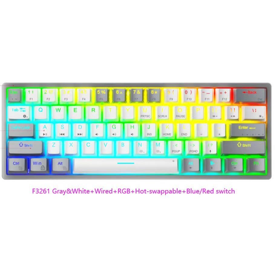 AULA F3261 Mechanical Gaming Keyboard 61 Keys Compact Hot Swappable RGB ...