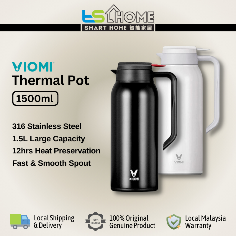 VIOMI 316 Stainless Steel Thermal Carafe Vacuum Flask Pot 12 hours Hot and Cold Preservation (1 ...