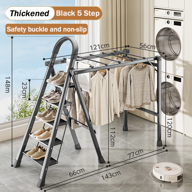 Upgrade 3 in 1 Folding Ladder & Clothes Drying Rack ladder Heavy Duty ...