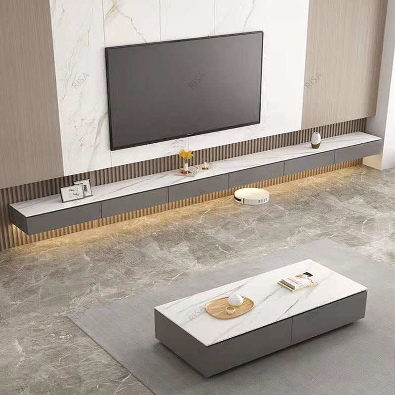 Rock panel TV Cabinet Suspended Wall Mounted living room suspended Unit ...