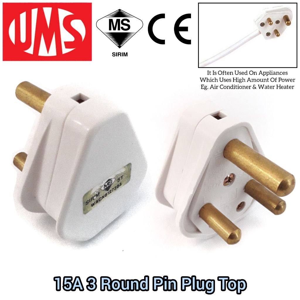 UMS 15A Plug Top / Round Pin Plug (SIRIM APPROVED) 100% Original ...